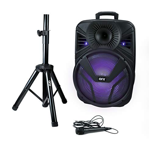 PBX-615SM Bluetooth Portable Party Speaker - 15β Woofers, 1.5β Tweeter, True Wireless Stereo, LED Party Lights, Microphone & Stand Included - DJ Speakers Bluetooth Wireless