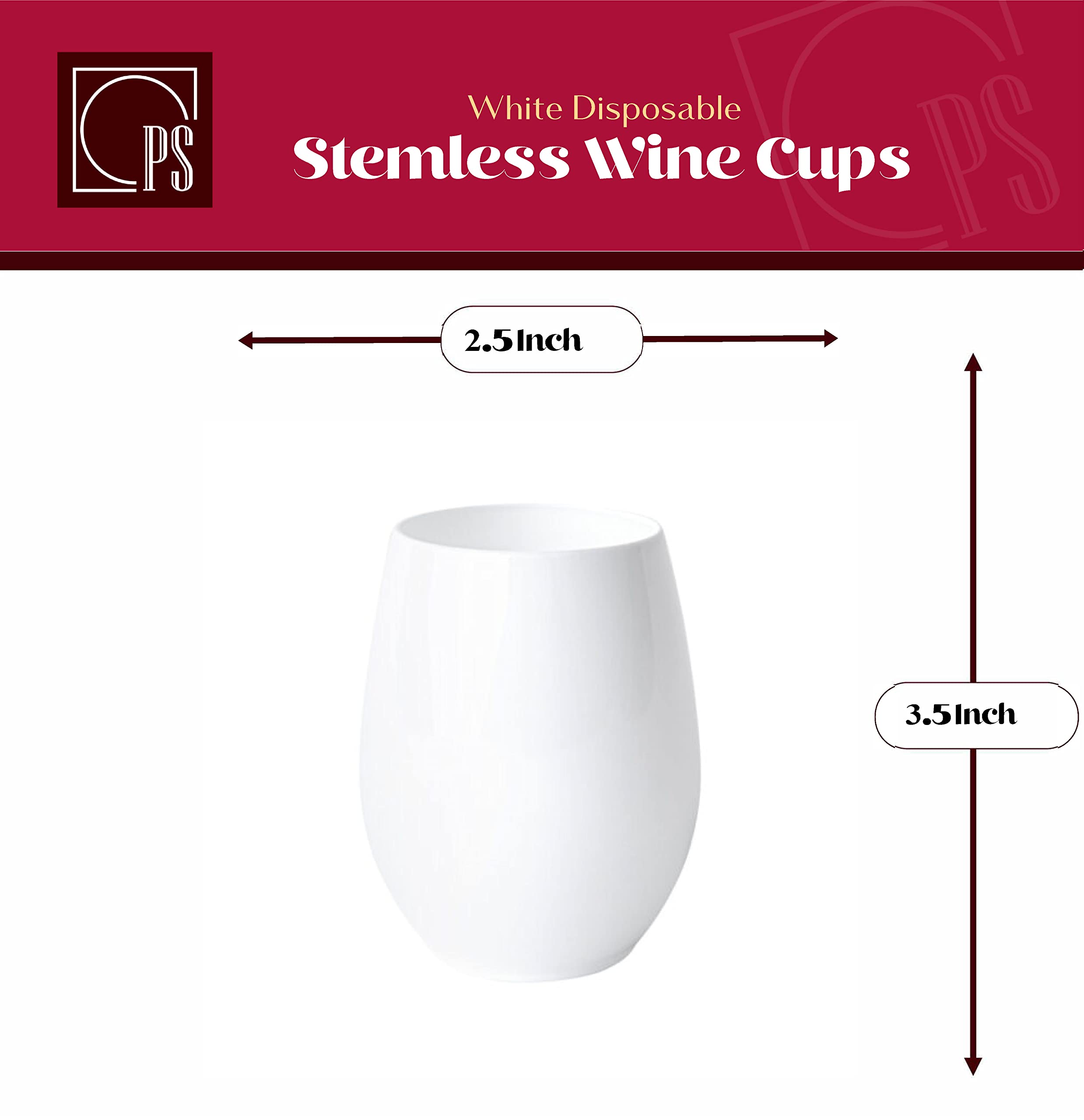 Posh Setting Plastic Stemless Wine Glasses - Disposable 12 Oz White Plastic Wine Glasses 6-Pack - Shatterproof Outdoor Wine Cups - Elegant BPA-Free Plastic Cocktail Wine Tumblers