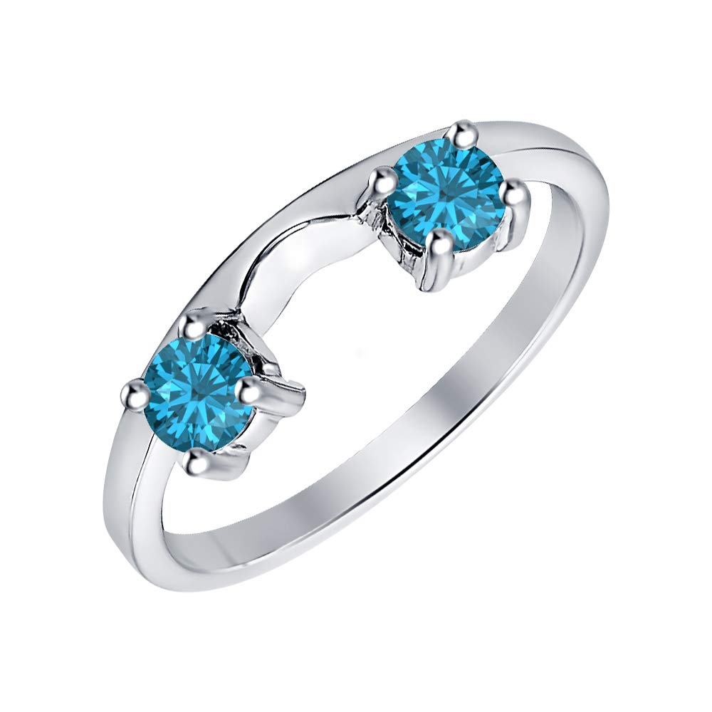 RUDRAFASHION Round Swiss Blue Topaz White Gold Over .925 Sterling Silver Personalized Engrave Enhancer Wrap Ring For Women's (10)