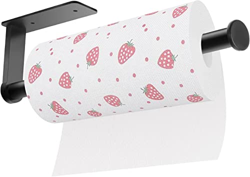 Paper Towel Holder, Aheucndg Wall Mount Paper Towel Holder, for Kitchen or Bathroom Self-Adhesive or Drill Mounting Paper Roll Holder (Black 1Pack)