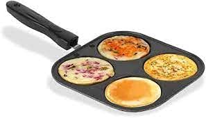 SHRIYA Non Stick Mini Uttapam Pan Aluminum 4-Cup Egg Cooker Pan Multipurpose Pancake Pan Omelet Cooker Griddle Uttapam Tawa, Multicolor