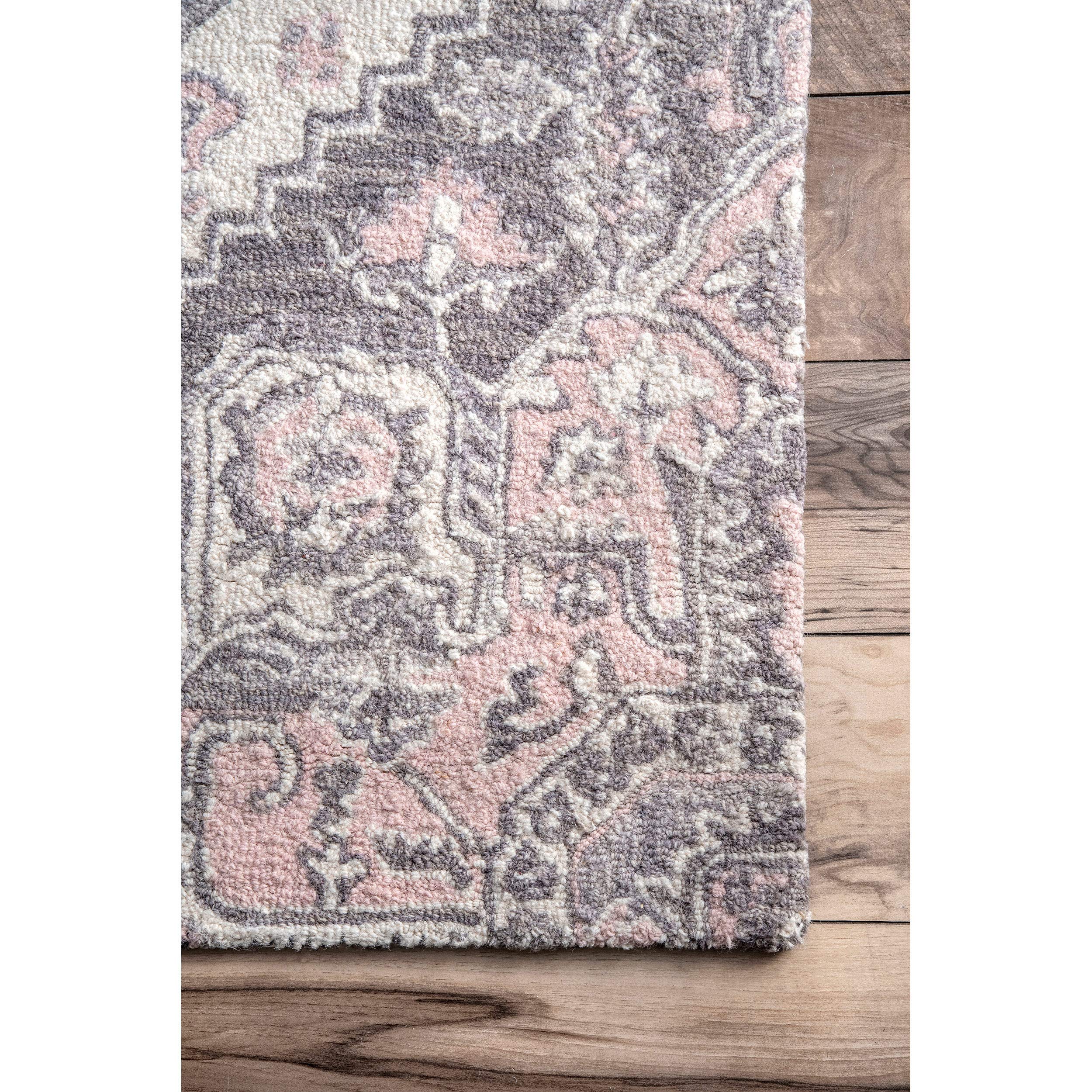 nuLOOM Handmade Dewitt Floral Area Rug, 8x10, Pink