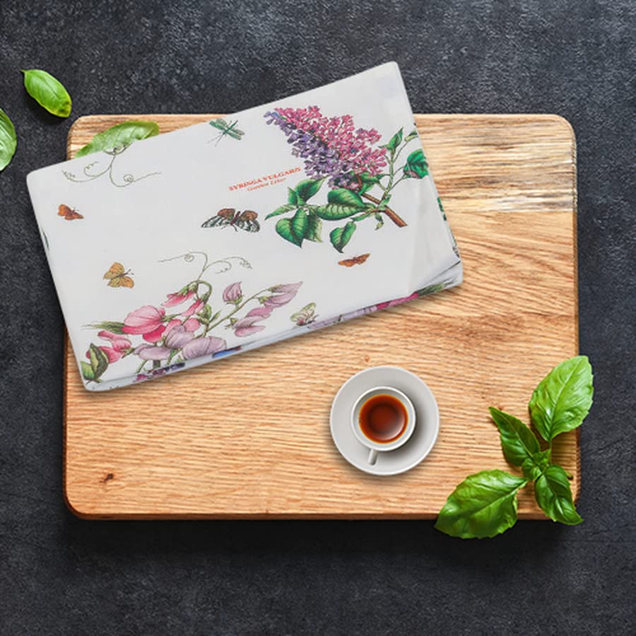 Pimpernel Botanic Garden Collection Tea Towel | Quick Drying Cotton Dish Towel | Multi-Purpose Absorbent Kitchen Towel with Floral Design | Measures 18” x 29”