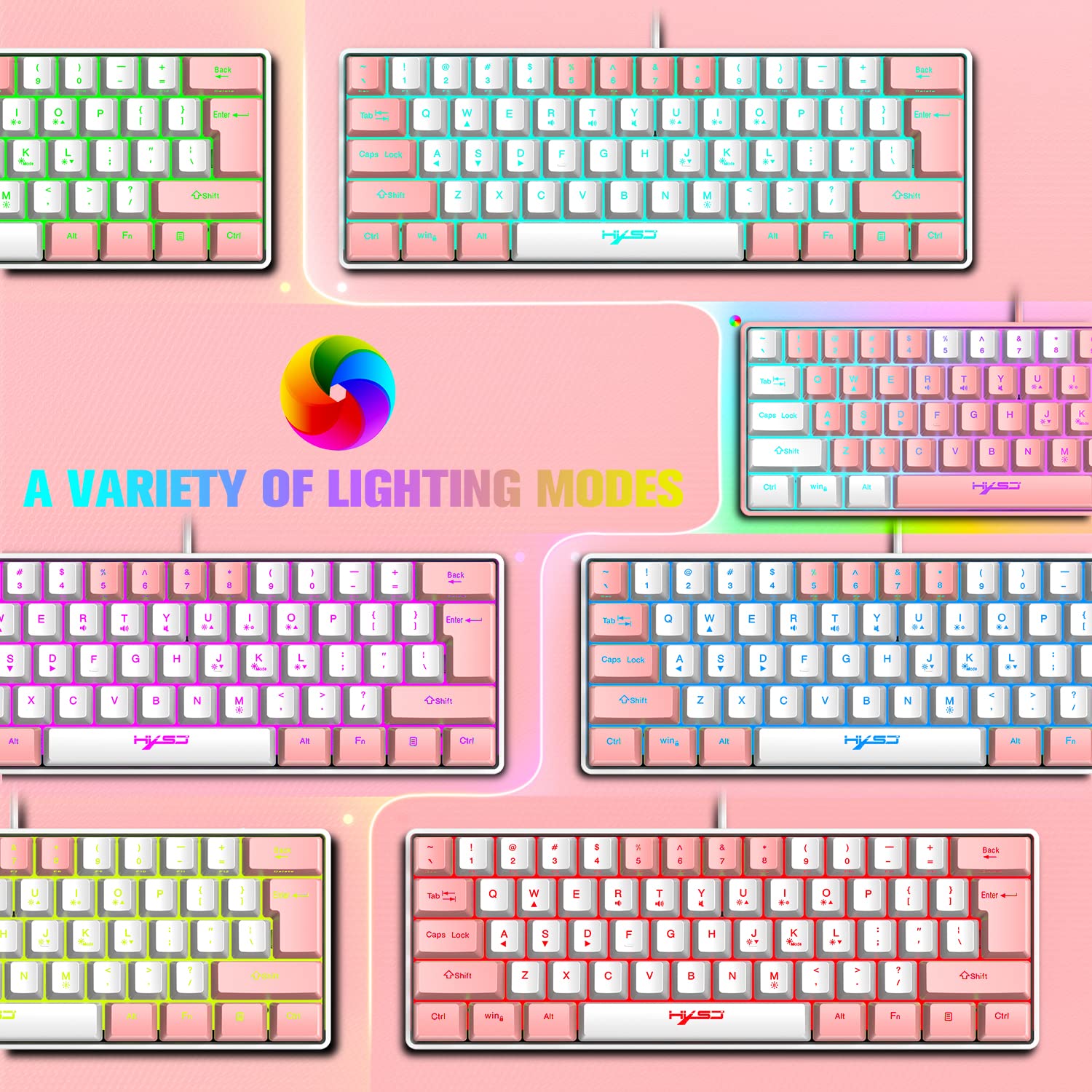 SELORSS Gaming RGB Wired Keyboard and Mouse Combo - USB Gaming Keyboard Compact 61 Keys RGB LED Backlit & Gaming Mouse 6400 DPI - Wired Switch Contoller for Nintendo,Windows PC Gamers,PS4-4 in 1
