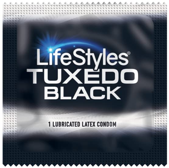 Lifestyles Tuxedo with Silver Lunamax Pocket Case, Premium Lubricated Latex Condoms-24 Count