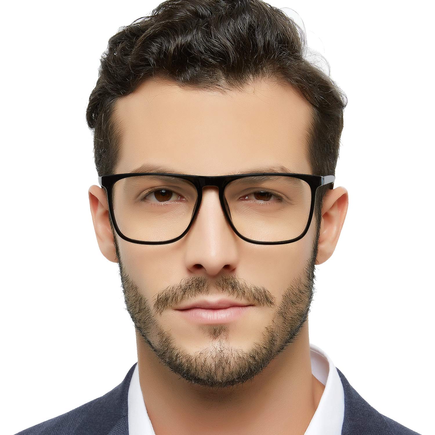 MARE AZZURO Reading Glasses Men Square Reader 0 100 125 150 175 200 225 250 275 300 350 400 500 600 (Black 1.25)
