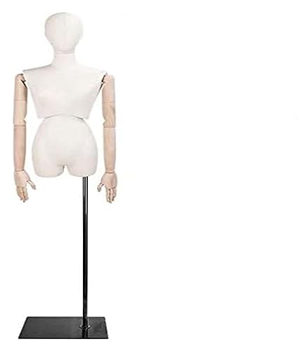Mannequin Tailors Dummy Torso Dress Form Torso Female Tailors Dummy Dressmakers Dummies Fashion Students Display Bust Torso Head Wood Arm Adjustable for Clothing Je