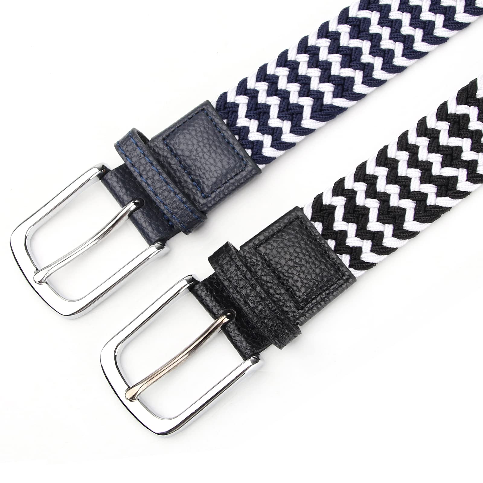 Radmire 2 Pack Braided Elastic Belts for Men, Womens Stretch Golf Woven Belts for Jeans Pants