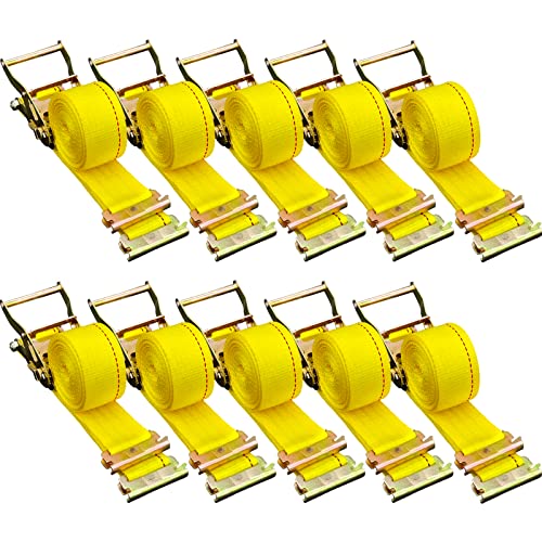 VEVOR E-Track Ratchet Strap, 8PCS 2" x 15' E Track Straps with 4400 LBS Breaking Strength, w/Polyester Webbing & Spring Fitting & Ratchets, Durable Tie-Downs for Motorcycles, Tire, Trailer Loads