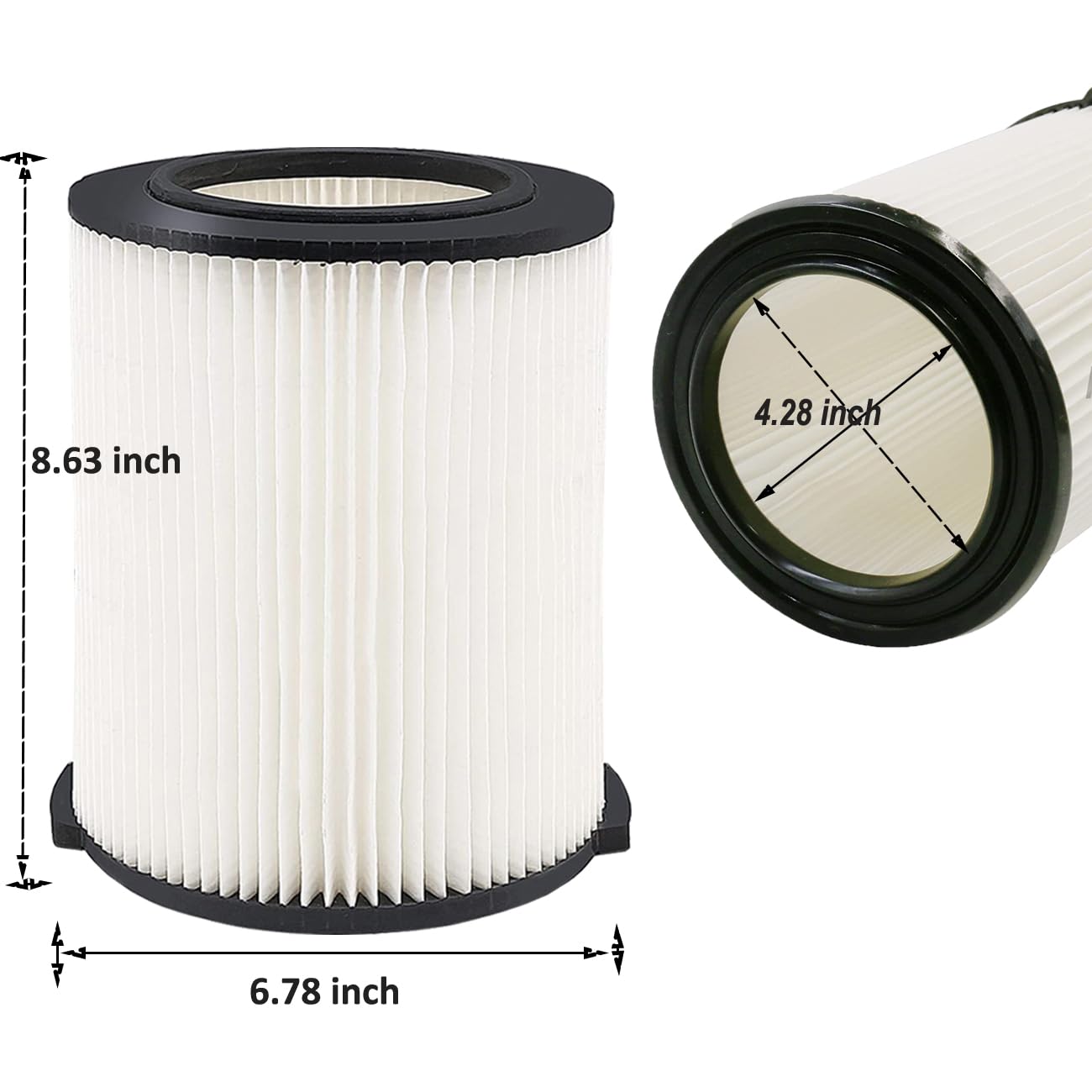 MZY LLC 2 Pack Standard Wet/Dry Vac Filter Vf4000 Compatible with Ridgid Vacs 5-20 Gallon, VF4000 Filter Replacement for Husky 6-9 Gallon Vacuum