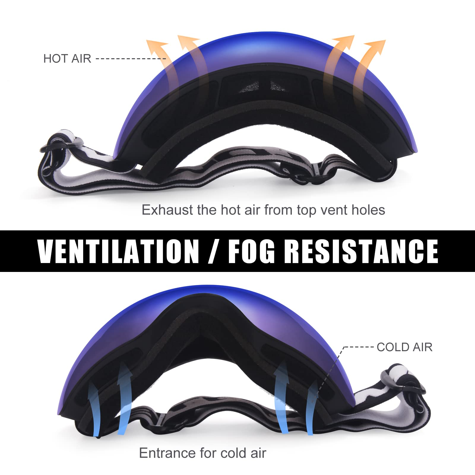 SKYWAY Ski Goggles,OTG Snow Snowboard Goggles for Men Women Snowmobile Skiing Skating SS6002 (Black Frame/Orange Lens)