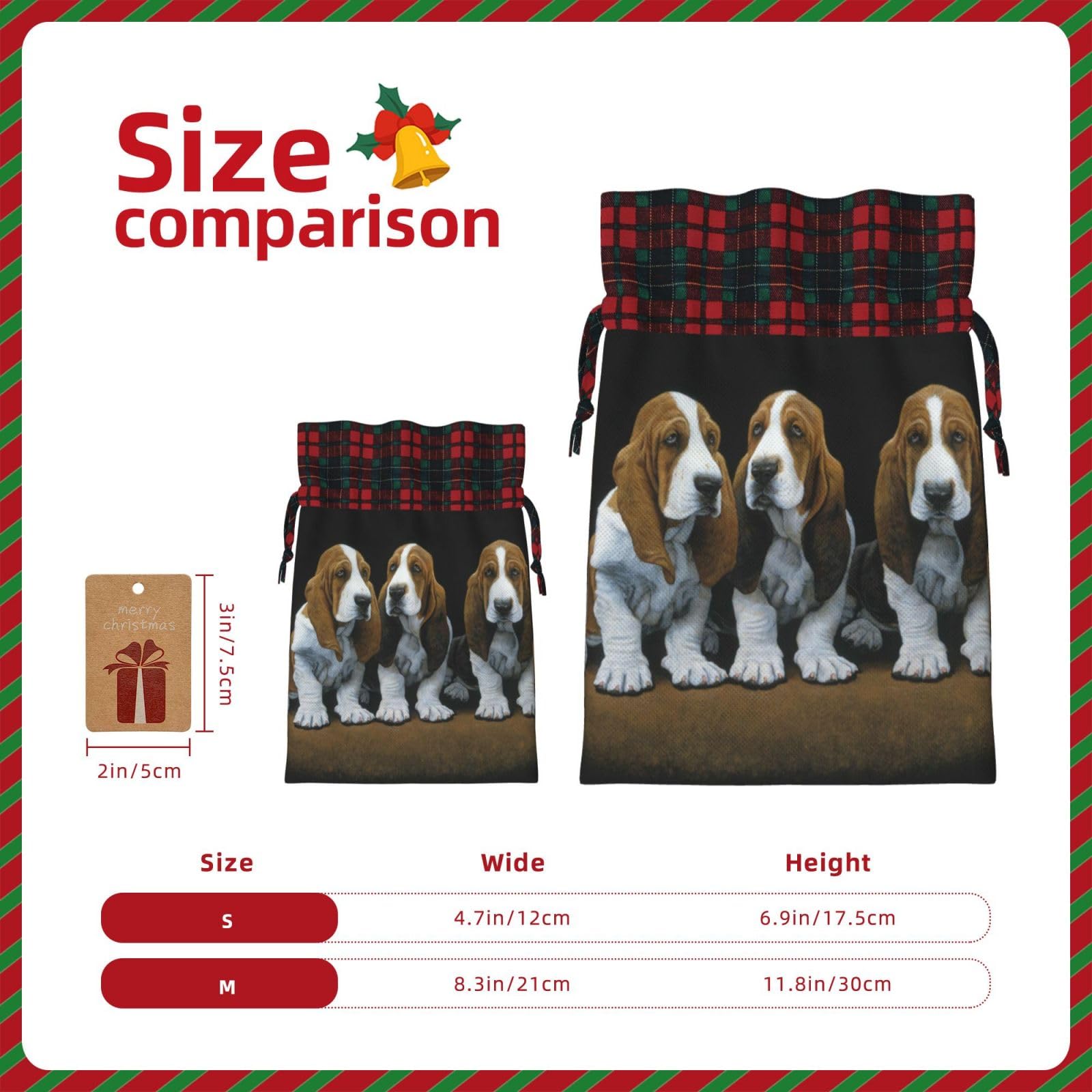 MARXAN Cute Dogs Printing Christmas With Drawstring Fabric Gift Bag Linen Bundle Gift Bag Storage Bag Gift Bags With Drawstrings Suitable For Christmas Party Gift Packaging