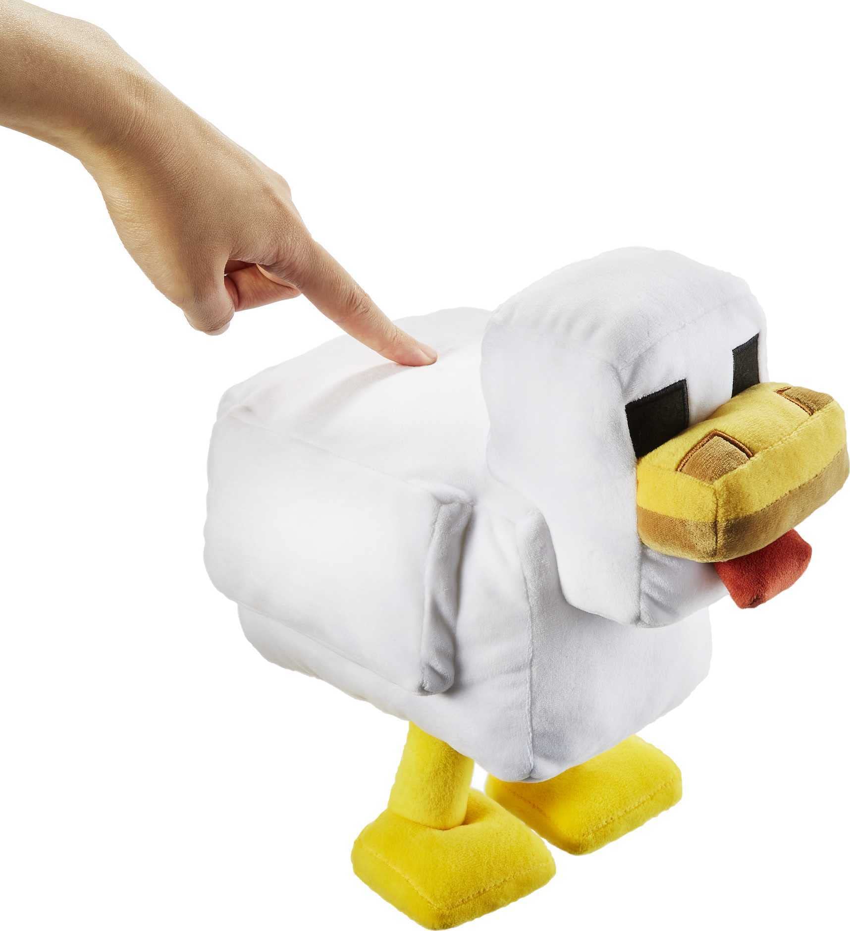 Mattel Minecraft Chicken Plush Toy with Sound, 10.5-inch Stuffed Animal Inspired by Video GamePress Head to Hear Cluck
