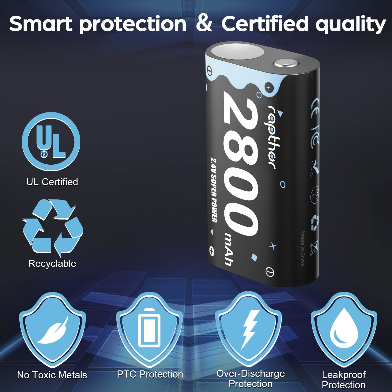 Rapthor 2800mAh Rechargeable Battery Pack for Xbox One 2.4V Ni-MH Low Self Discharge for Xbox One/Xbox One S/Xbox One X/Xbox One Elite/Xbox Series S/X, controller Batteries pack with Charger
