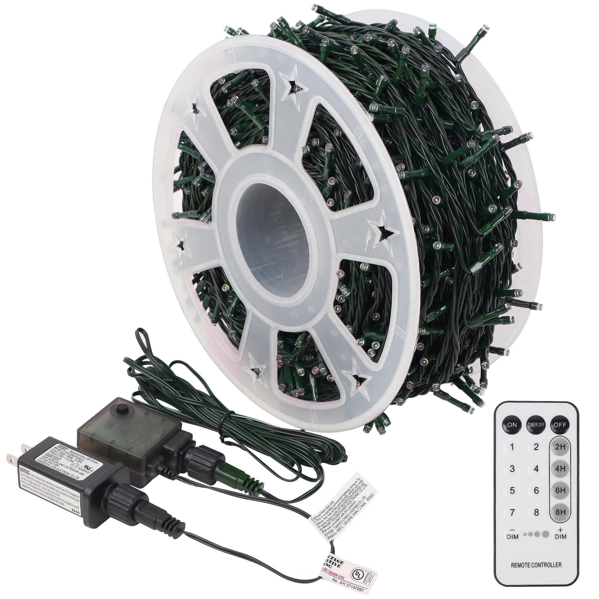 LJLNION 1000LED Christmas Lights, Extra Long 328FT Xmas Green Wire Fairy String Lights Plug in Outdoor, Remote Control & 8 Lighting Modes, Waterproof for Wedding Party Bedroom Decorations, Red & Green