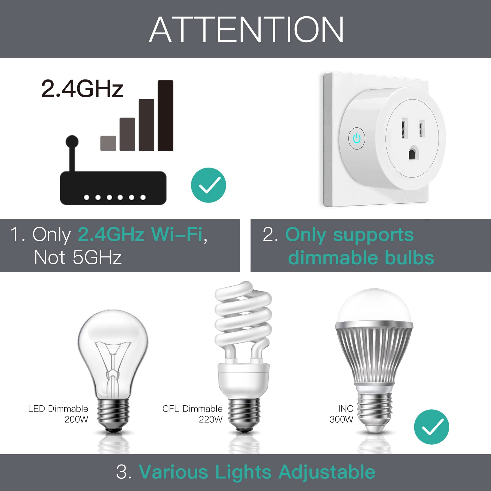 MoesGo WiFi Smart Power Dimmer Plug Socket Brightness Adjust Timer Plug Tuya Smart Life App Compatible for Amazon Alexa Google Assistant Voice Control Mini Smart Home Automation Black