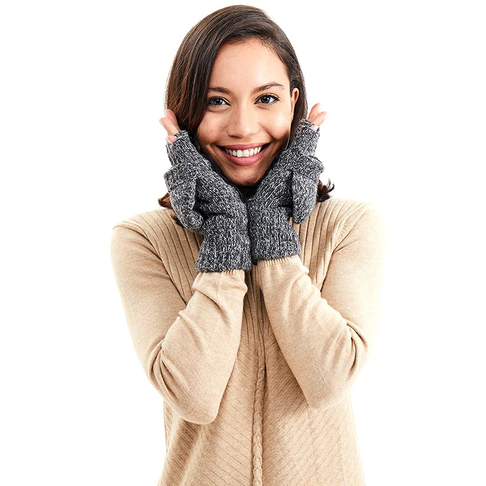 Metog Suede Thinsulate Thermal Insulation Mittens Brown tweed M