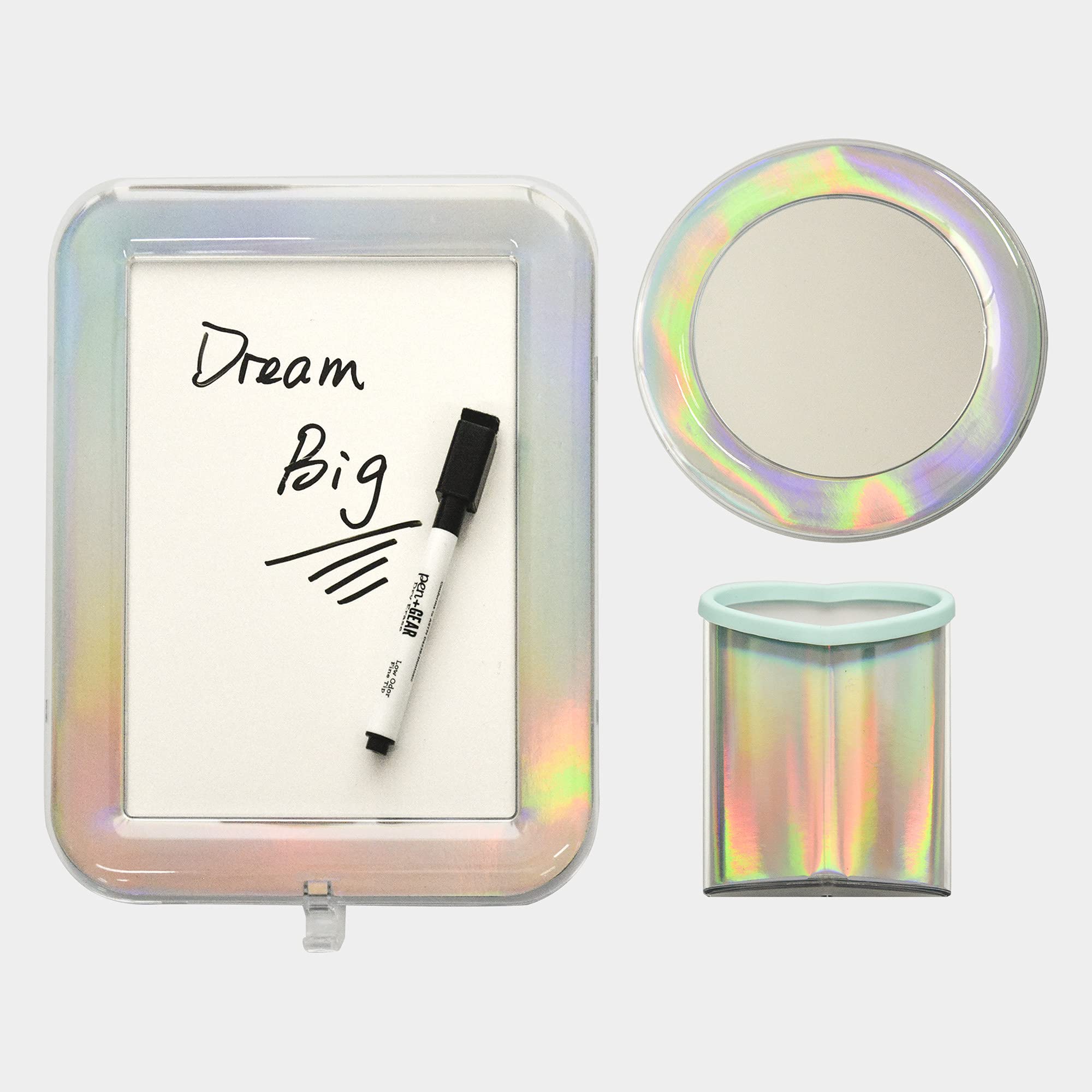 Pen+Gear Student Locker Set with Dry Erase Board, Mirror Storage Cup and Marker