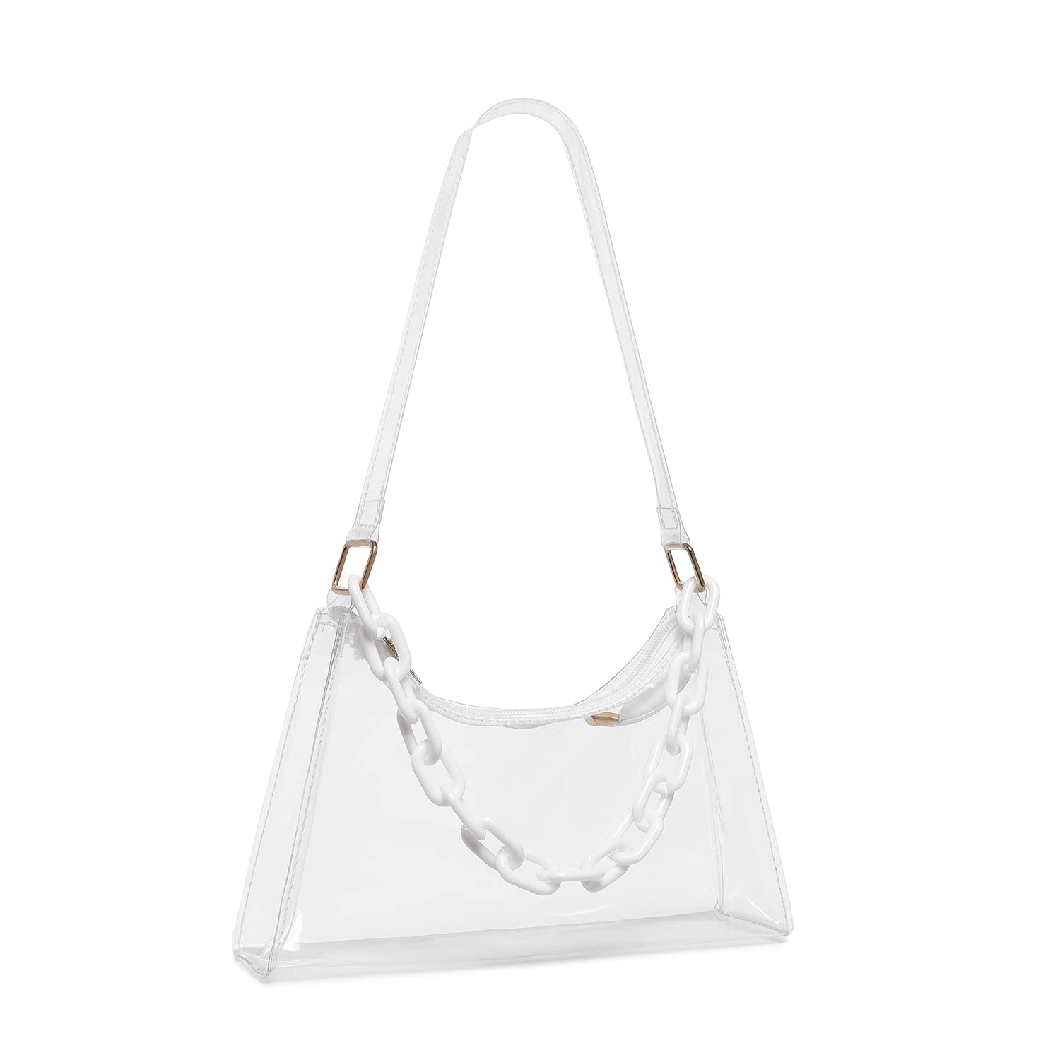 YUWITA Clear Purse for Women Stadium Approved Cute Small See Through Plastic Shoulder Bag Game Day Concert Handbags