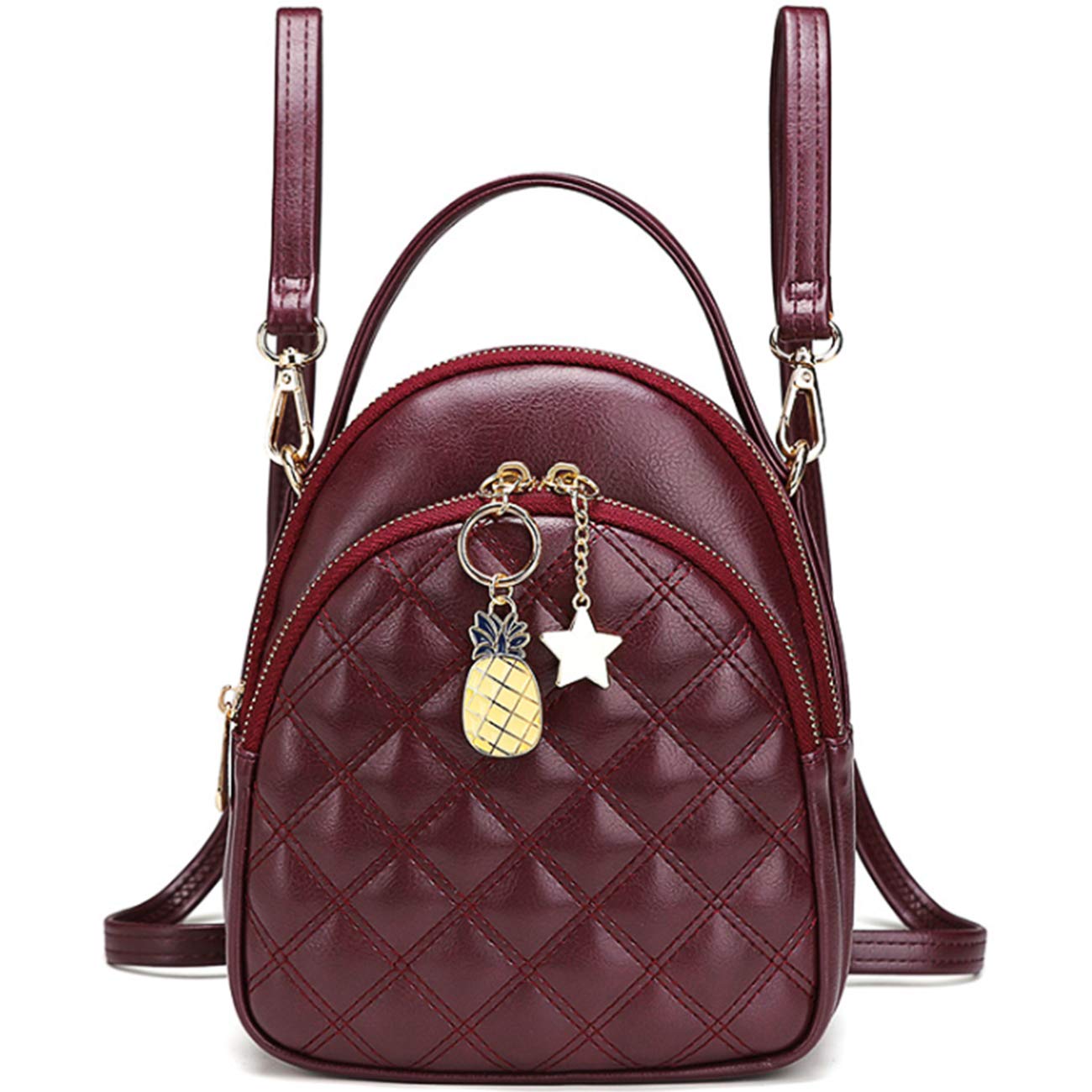 Mini Backpack Purse,VONXURY Fashion Small Leather Quilt Backpack Convertible Casual Travel Daypack for Women Ladies Girls