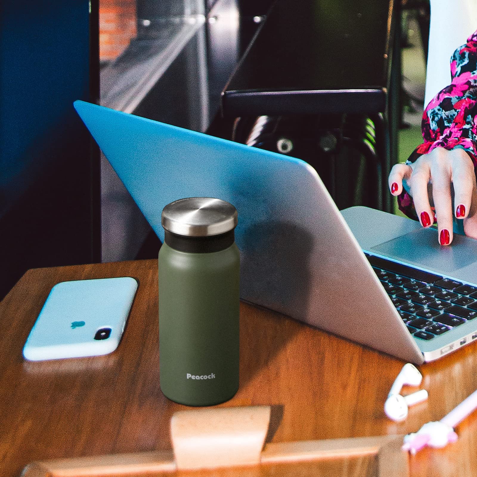 TSURUYA 14oz CoffeeThermos Vacuum Insulated Stainless Steel Travel Tea Mug, Thermos for Hot Drinks Leak Proof Coffee Tumbler with Lid for Home, Office or Car