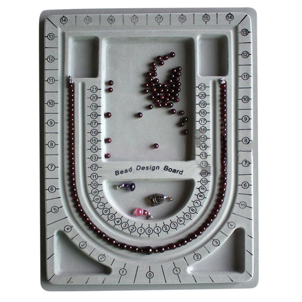 Qingsi 5 Pcs Various Sized Bead Design Board Bracelet Design Board Flocked Bead Board Necklace Beading Jewelry Organizer Tray DIY Jewelry Making Tray