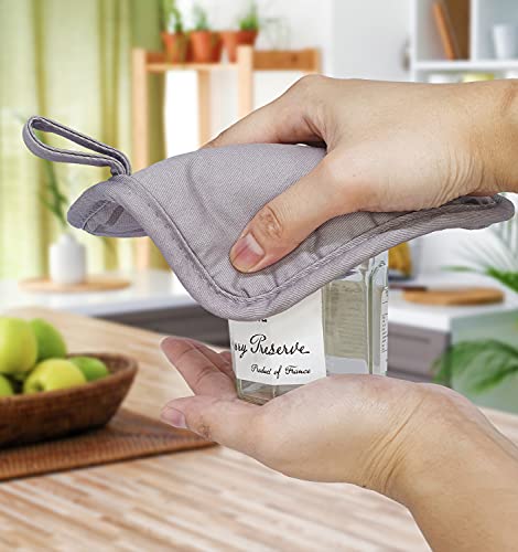 Oven Mitts & Pot Holders Sets - Kitchen Gloves & Towel Gift Box Set Gray 6Pcs by COOK TIDY - 13β Xtra Large Thick Washable - Professional & Heavy Duty - Protective Long Cuff for Cooking, Baking, BBQ