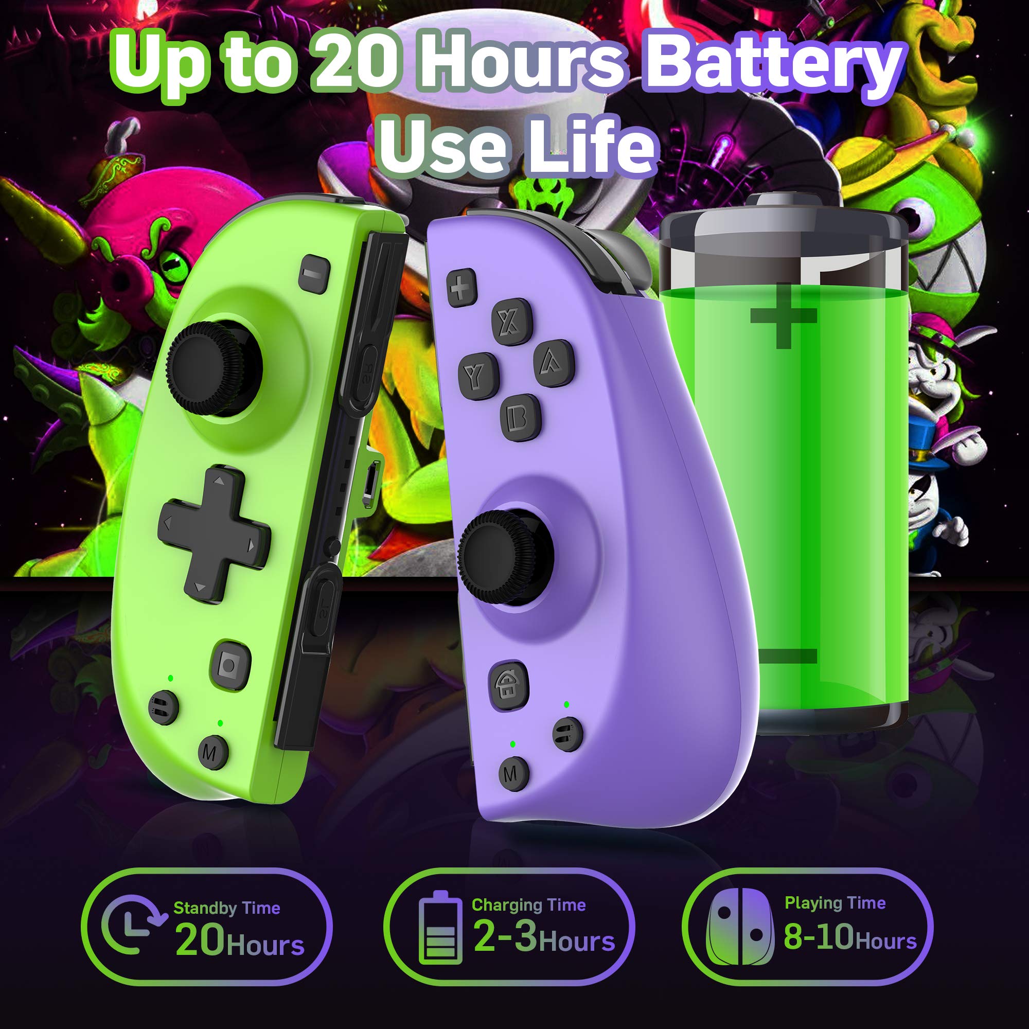 PENJOY C25 Joy Pad Switch Controller for Nintendo Switch, Replacement for Joycon, Wired/Wireless Switch Controller, Programmable Macros, Turbo, Motion Control & Vibration (purple)