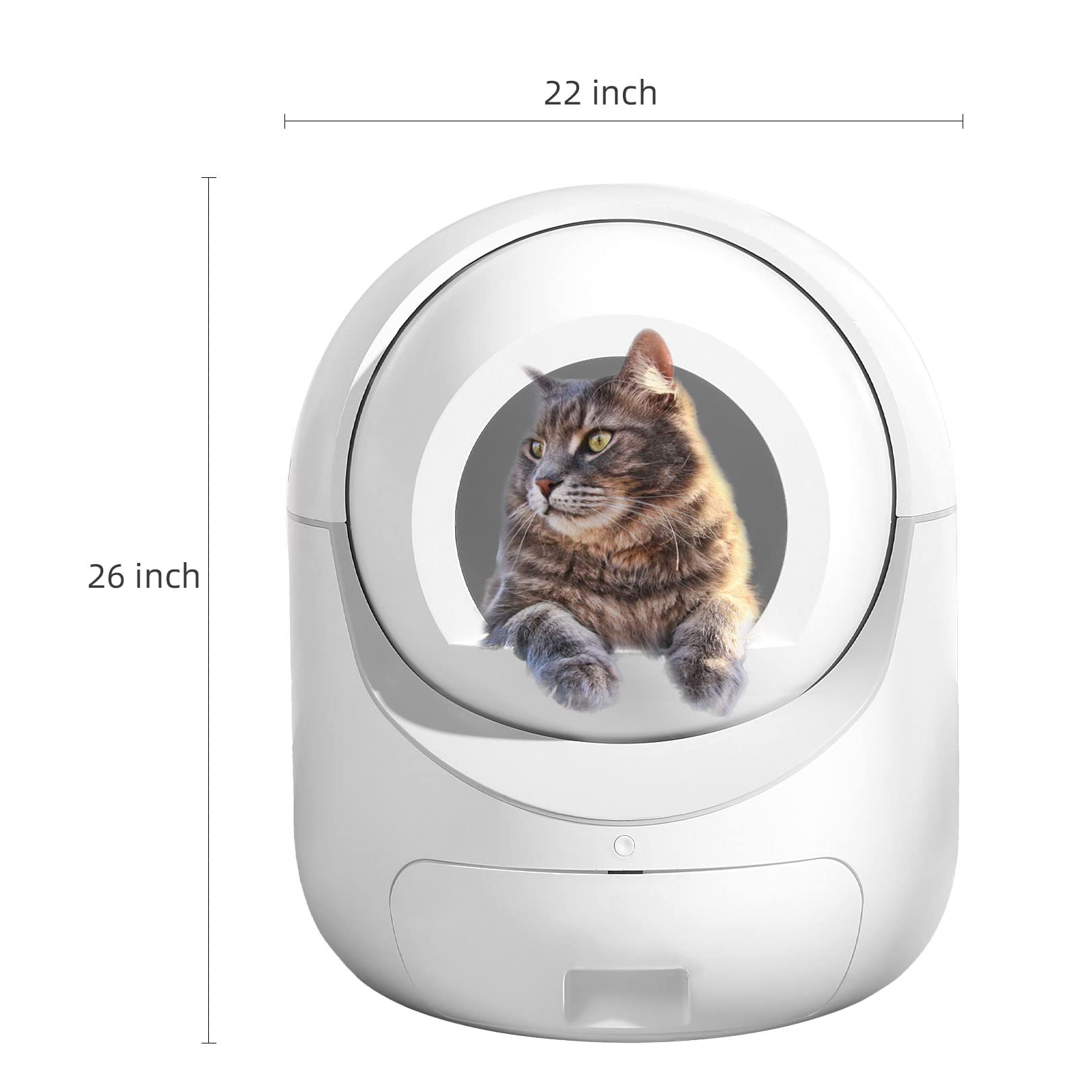 Large Self Cleaning Cat Litter Box, Pretty Automatic Cat Litter Box Robot with APP Control & Safe Alert & Smart Health Monitor for Kitty, Tidy Multiple Cats (White)