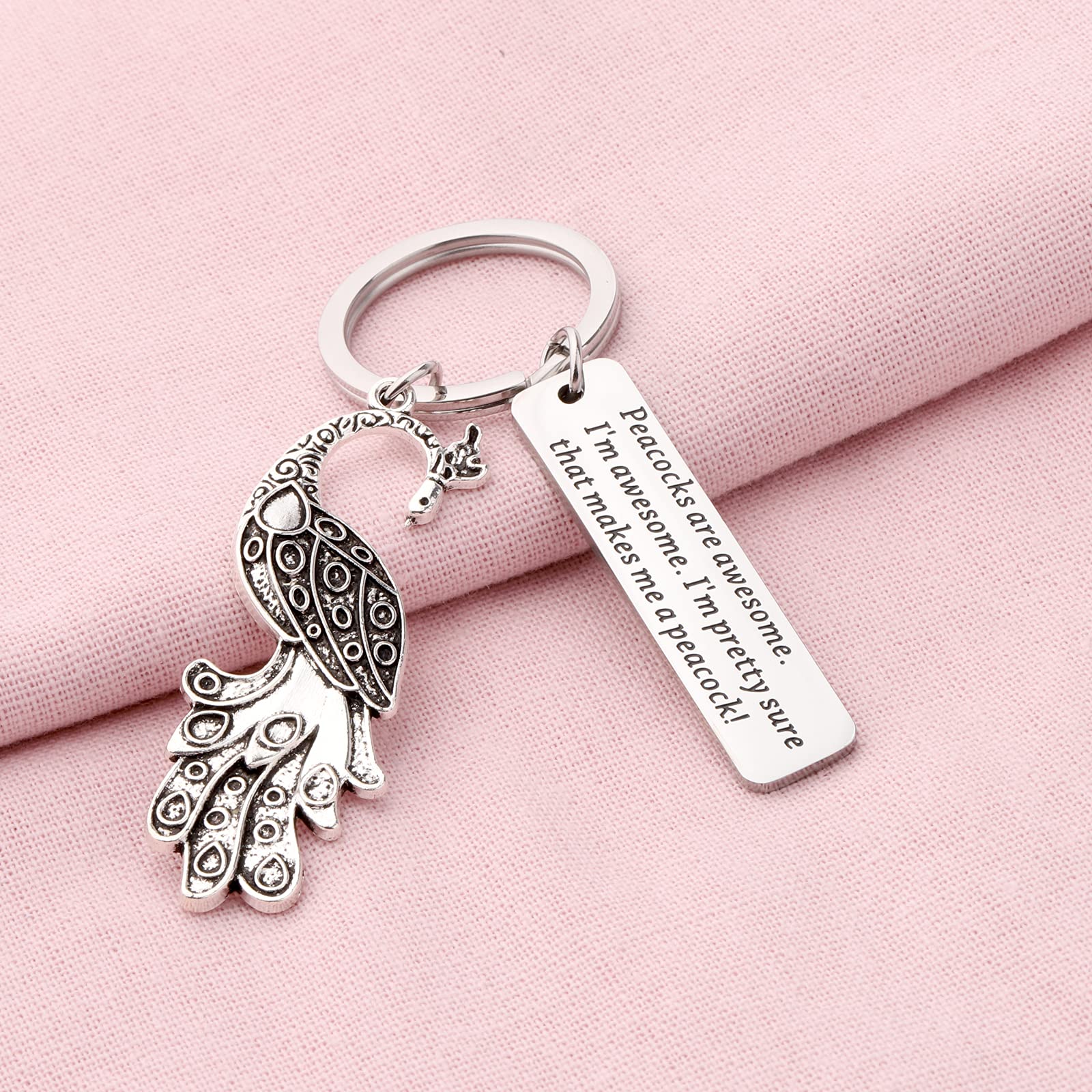 PENQI Peacock Jewelry Peacock Lover Gift Peacocks Are Awesome I'm Awesome Keychain Peacock Pendant Gift Idea (Peacocks are awesome)