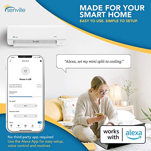 Senville SENA-36HF/Q Quad Zone Mini Split Air Conditioner Heat Pump, 36000 BTU, Works with Alexa, White