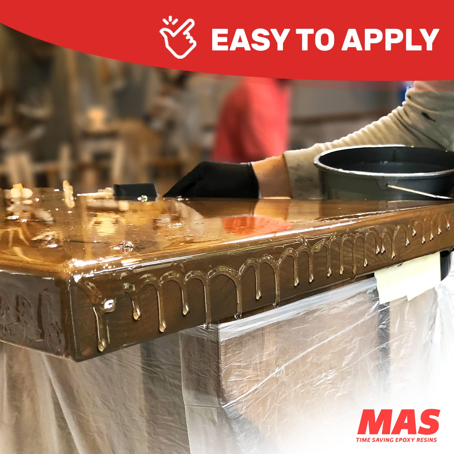 MAS Table Top Pro (1-Gallon Kit) | Crystal Clear Casting for DIY Arts and Crafts Projects | 2-Part Resin and Hardener Epoxy Kit | for Countertops, Wood Tables, Tabletops, Bar Tops, and More