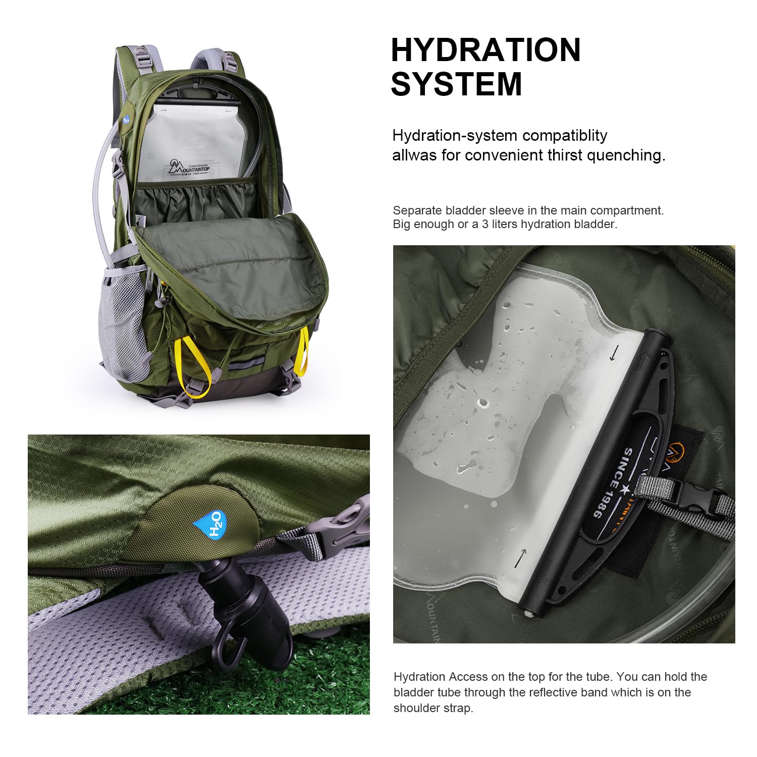 MOUNTAINTOP 40L Hiking Backpack Travel Daypack with Rain Cover for Outdoor Backpacking, Camping