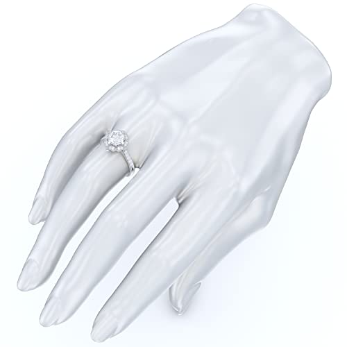 PRSTANI 10K White Gold Vintage Milgrain Romantic Petals Halo 1.0 CT Simulated Diamond Engagement Ring (7)