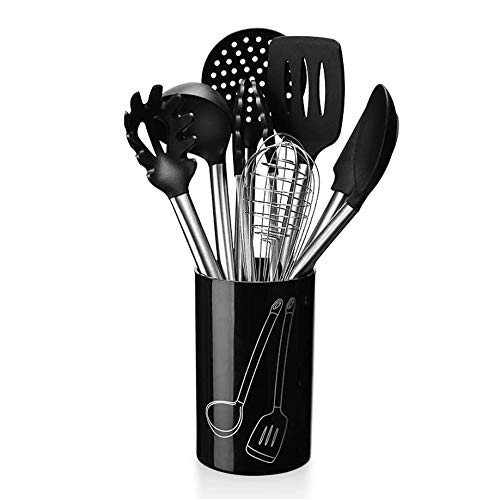 LMMDP 9 in 1 Silicone Handle Cookware Silica Gel Utensils Kitchenware Non Stick Pan Shovel Spoon Spatula Kitchen Cooking Tool Set