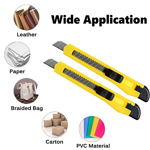 WEKOIL Art Craft Utility Knife Pack 5 Snap off 9mm Cutter with 10 Extra Carbon Steel Blades, Yellow