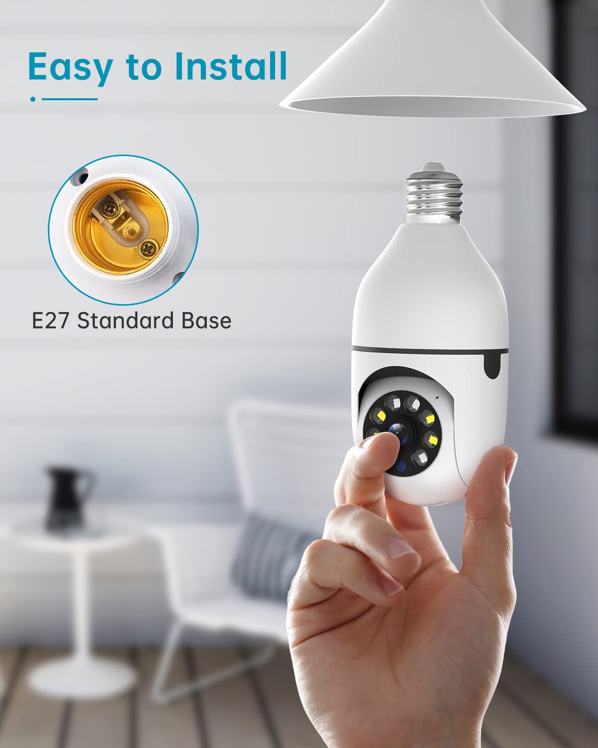 Light Bulb Security Camera,NexTrend 360 Outdoor Wireless Cameras PTZ WIFI with Floodlight Color Night Vision Two Way Talk Motion Detection Alert Free Remote App E27 for Home Indoor Surveillance 2 Pack