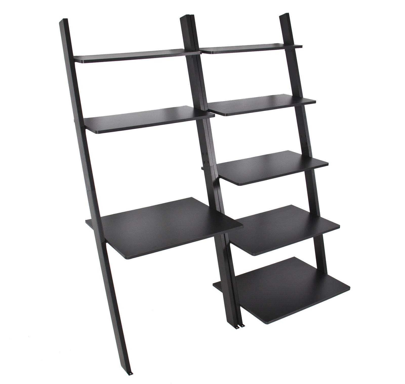 Naphat Shop Black Wood Leaning Shelf Computer Laptop Desk Bookcase Home Office Furniture New