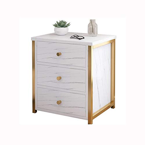 ZHAOLEI Bedside Table Nightstand Bedroom Furniture 3 Drawer ,Storage Bedside Cabinet MDF Board Marble Texture