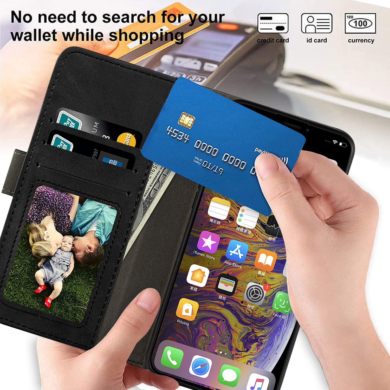 MILEGAO Case for Lenovo Z5 Pro, Magnetic PU Leather Wallet-Style Business Phone Case,Fashion Flip Case with Card Slot and Kickstand for Lenovo Z5 Pro GT 6.39 inches-Black