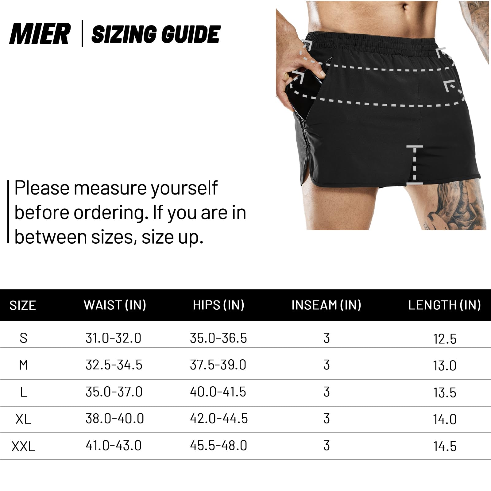MIER Men's 3 Inches Quick Dry Running Shorts Water Resistant Lightweight Athletic Workout Training Activewear with Liner Zip Pockets Black M