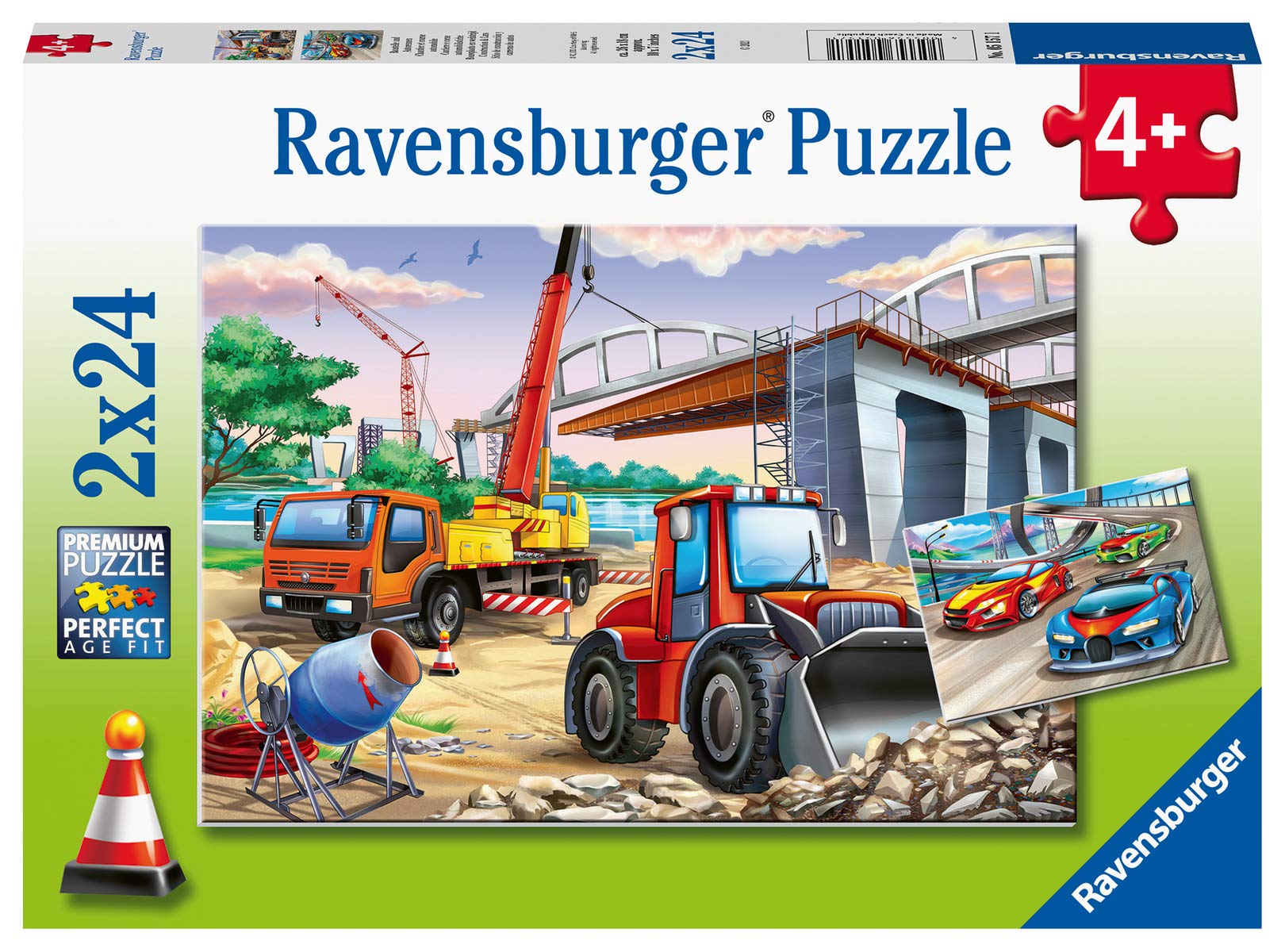 Ravensburger Construction Fun 2 x 24 Piece Jigsaw Puzzle Set for Kids - 05157 - Every Piece is Unique, Pieces Fit Together Perfectly