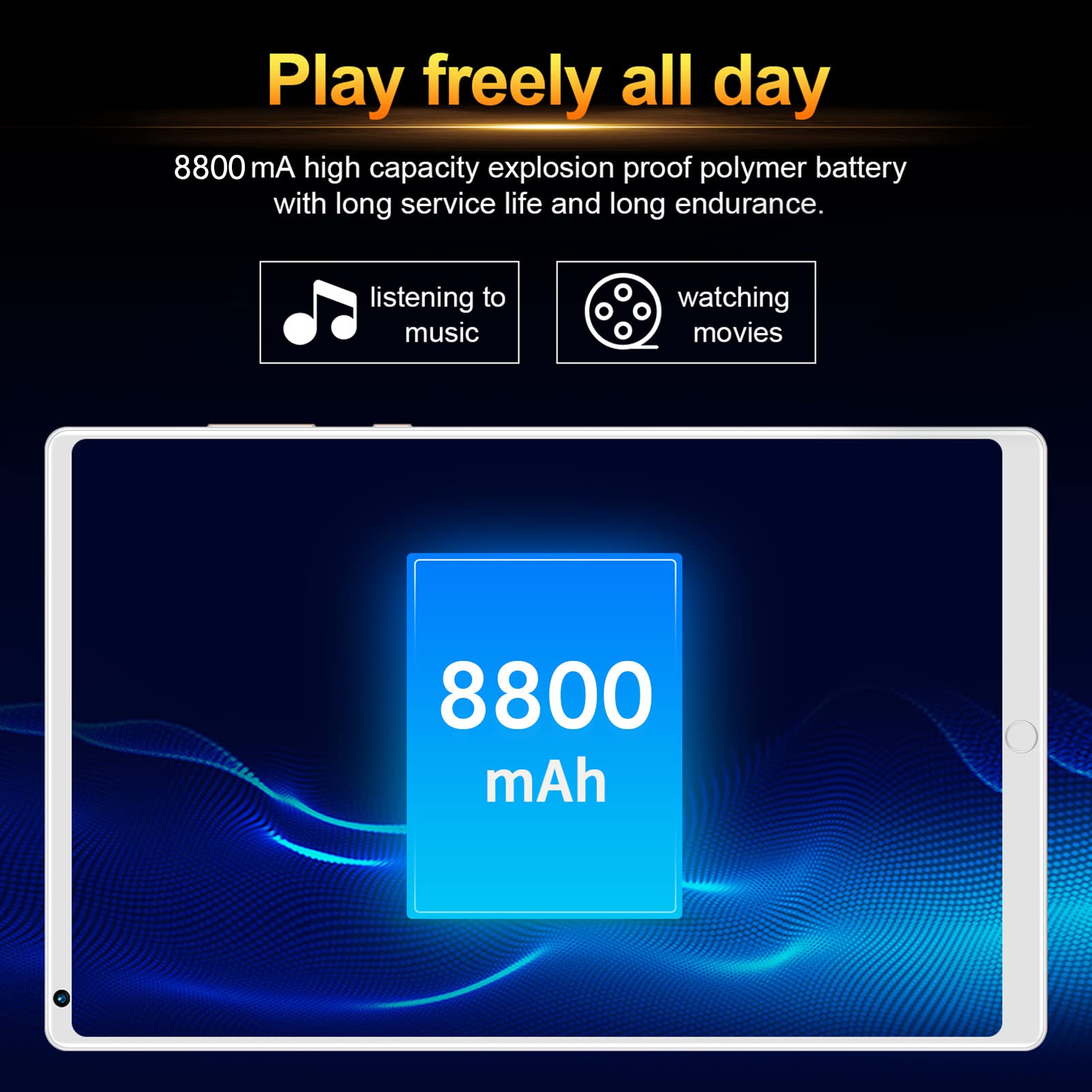 Naroote HD Tablet, Dual SIM Dual Standby Octa Core CPU 4GB RAM 64GB ROM 100‑240V 8 Inch Tablet 1920x1200 for Travel (US Plug)