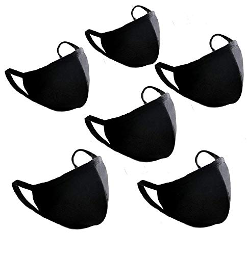 Mason & Co 6 pack Black Face Mask Reusable, –100% Cotton, Cloth face mask washable prime, 2 Layer, Made in USA, For Teens & Adults –masks for Dust, Pollen, & Other Irritants