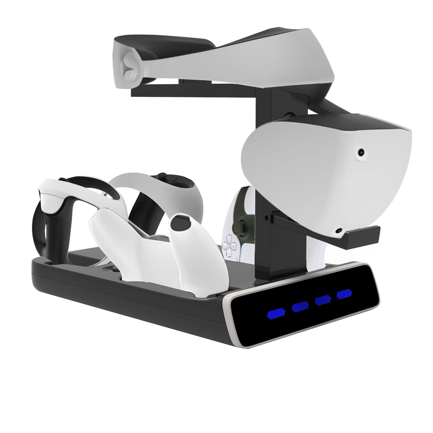 ZahoTse VR2 Charging & Storage Stand for Playstation VR2 Controller,PS VR2 / PS5 Charger with CD Storage Rack Headphone Mount(Playstation VR2 / PS5,Black) FC-PVR2-003