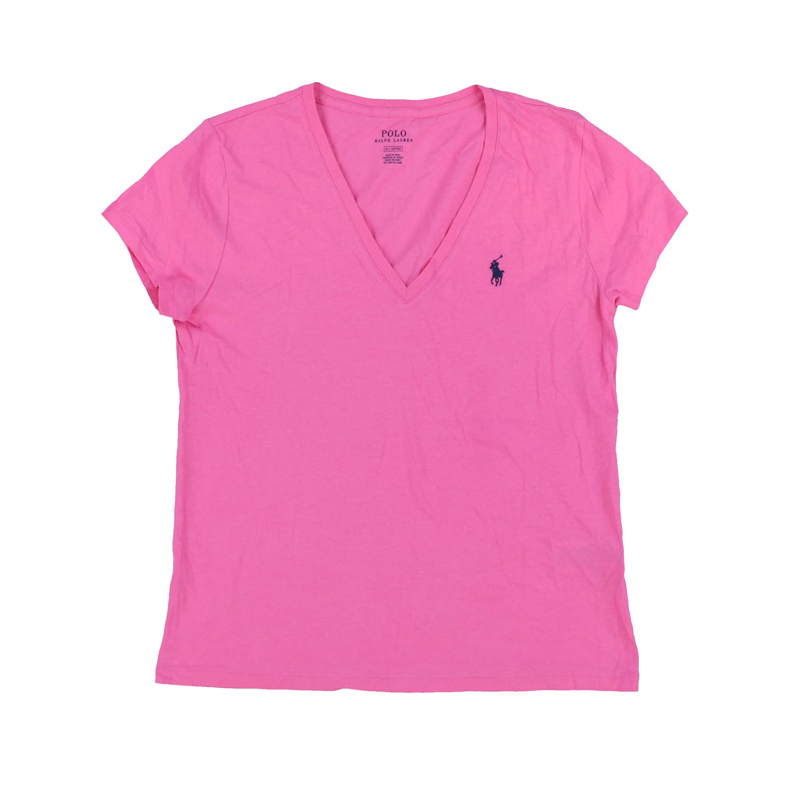 Polo Ralph Lauren Womens V-Neck Jersey T-Shirt (Large, Pink)