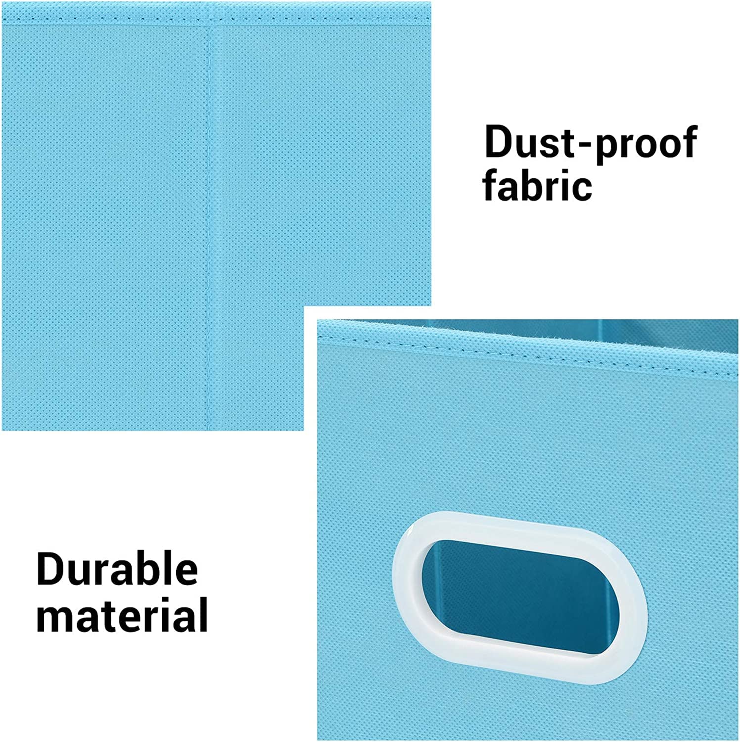 MaidMAX Cloth Storage Cubes, Cube Organizer Bins, Foldable Storage Baskets Containers with Dual Plastic Handles for Home Office Nursery Drawers Organizers, Aqua Chevron, 10.5×10.5×11 inches, Set of 6