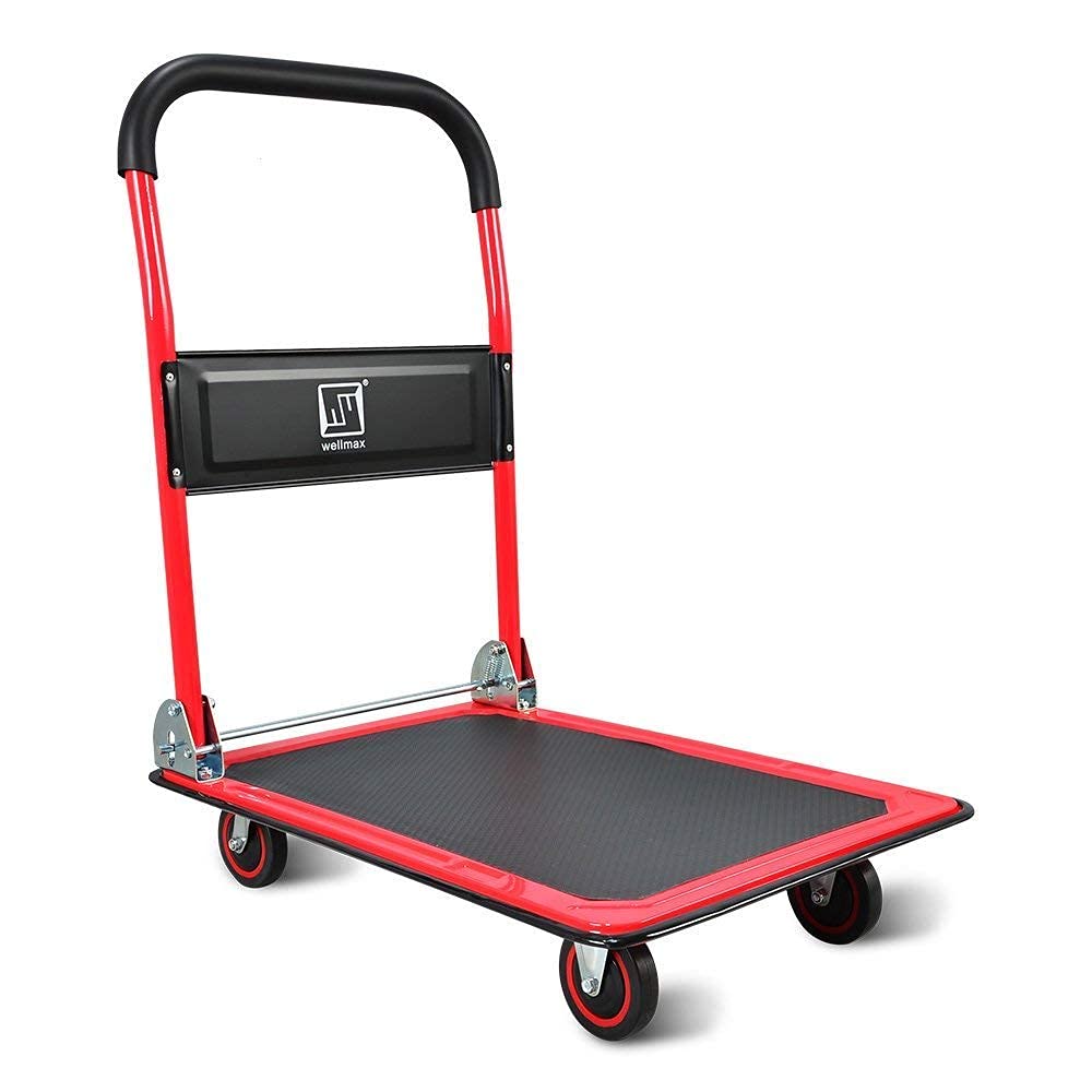 Wellmax 330lb Platform Cart Yellow and Red