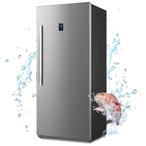 SMETA Upright Freezer, 21 cu. ft Stand Up Convertible Refrigerator Freezer Deep Frost Free Garage Single Door with Digital Control Panel for Kitchen, Home, Office, Stainless Steel