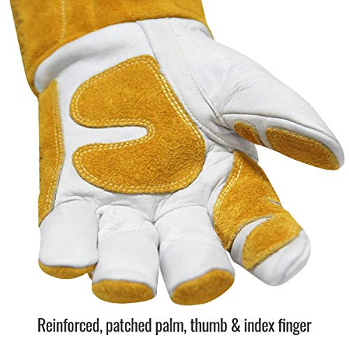 Revco GM1611 Top Grain Leather Cowhide MIG Welding Gloves with Reinforced Palm & Thumb & Index Finger, Seamless Forefinger, 5" Cuff for Extra Protection (Medium)